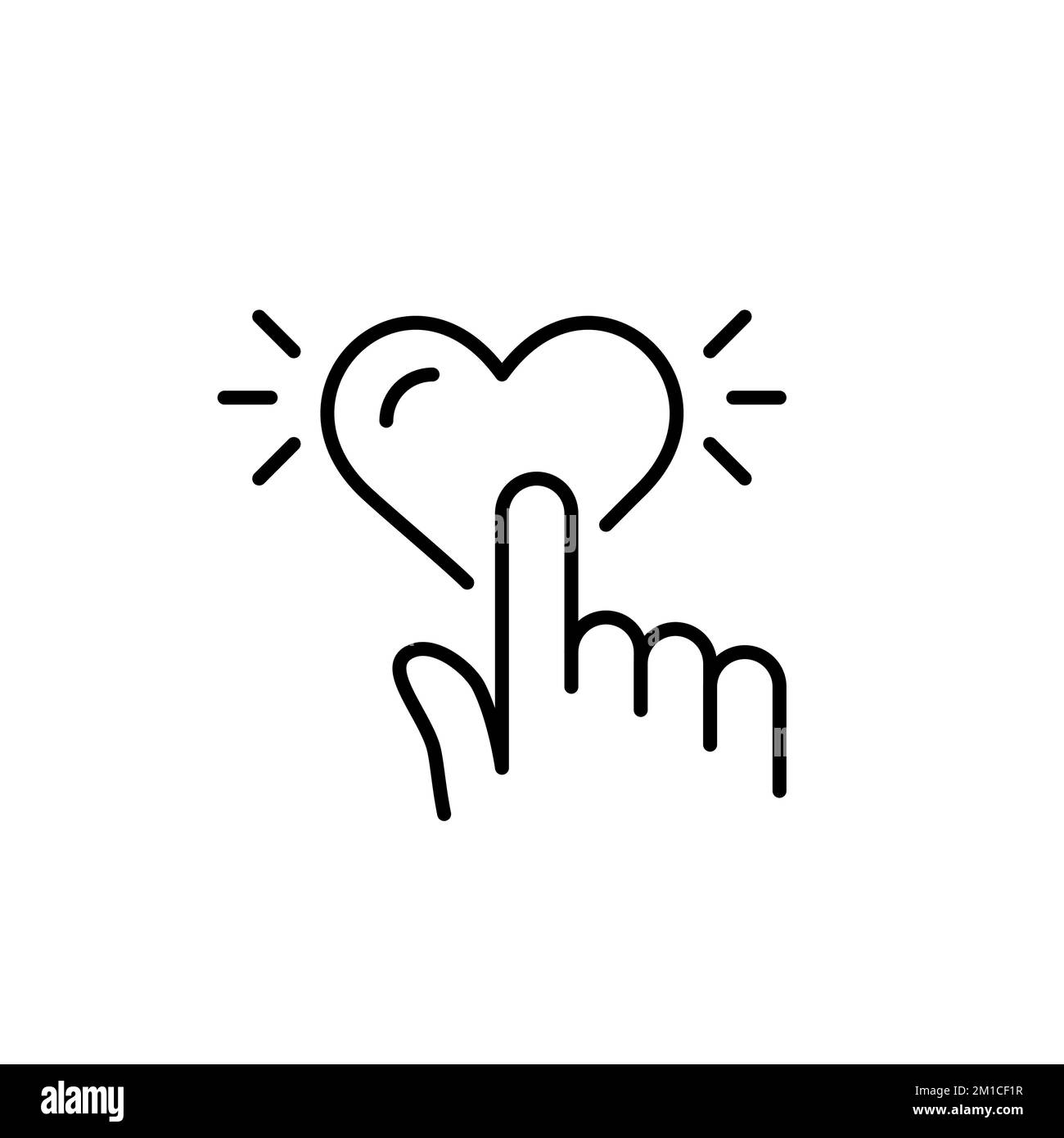 Index finger pushing on like symbol. Pixel perfect, editable stroke ...