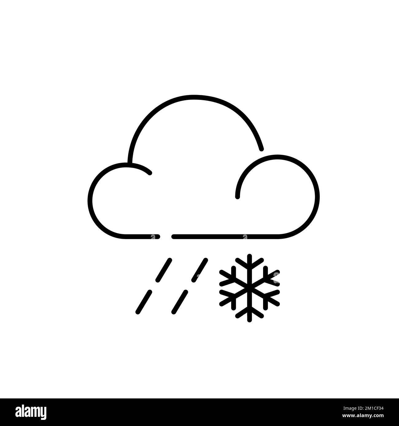 Snow with rain weather forecast. Pixel perfect, editable stroke simple ...