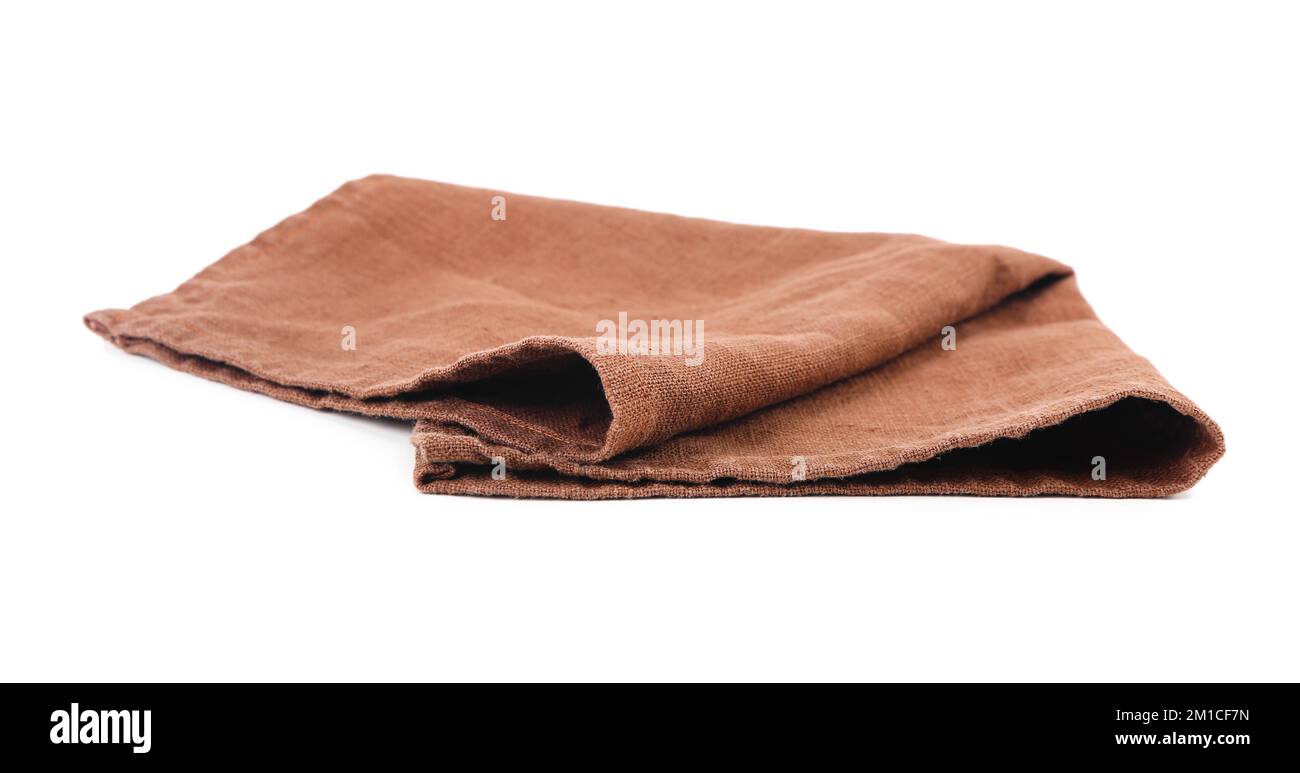 Brown napkin on white background Stock Photo - Alamy