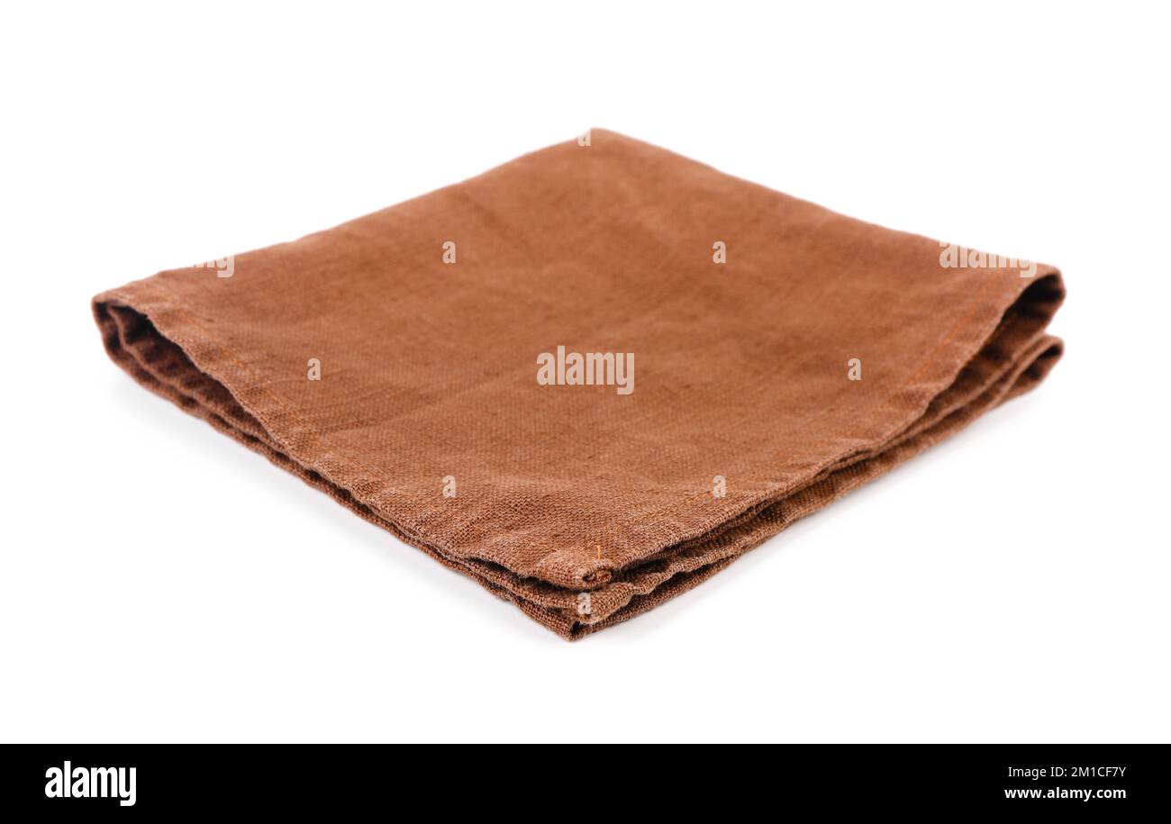 Brown napkin on white background Stock Photo - Alamy