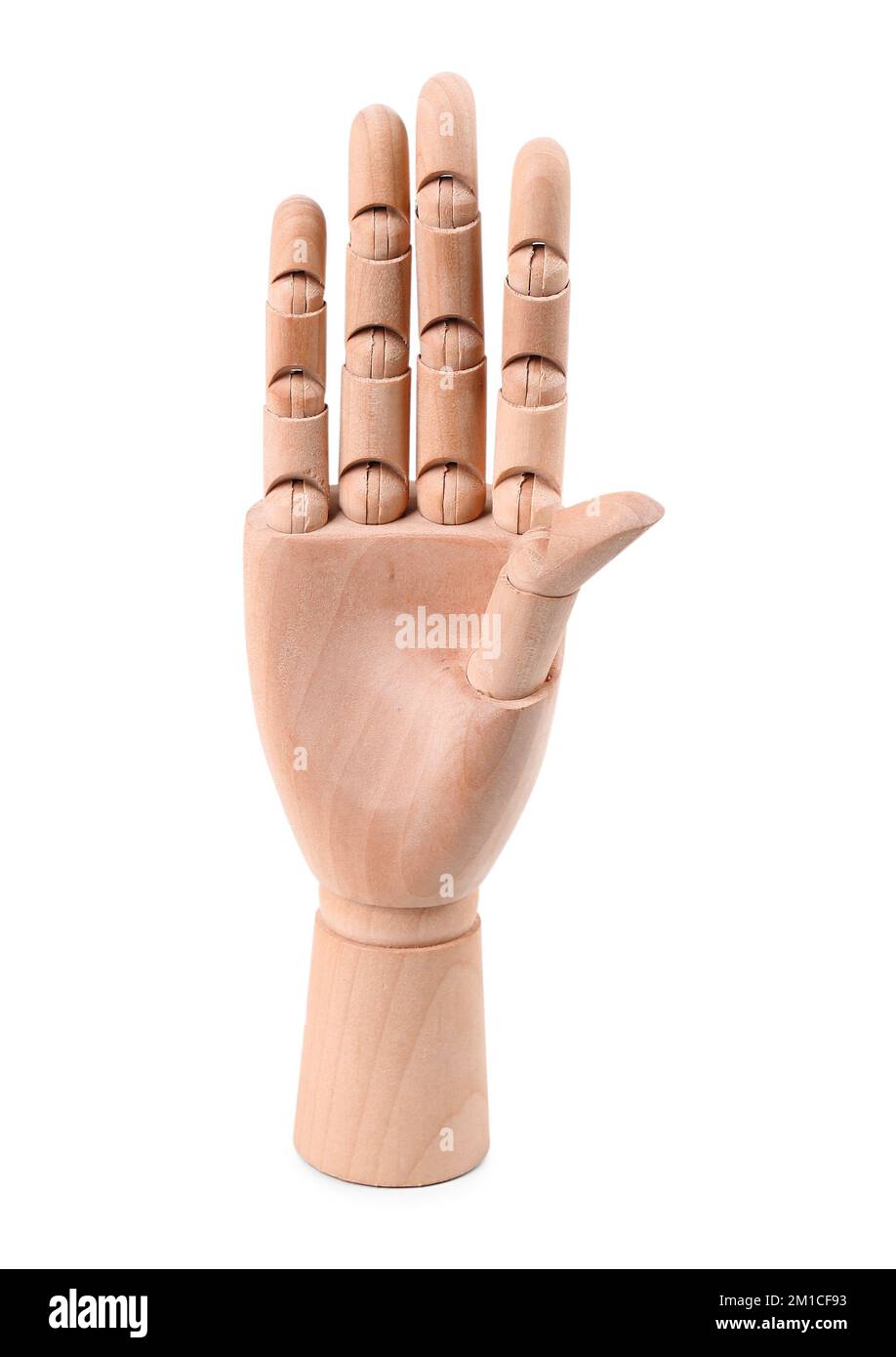 Decorative wooden hand on white background Stock Photo - Alamy
