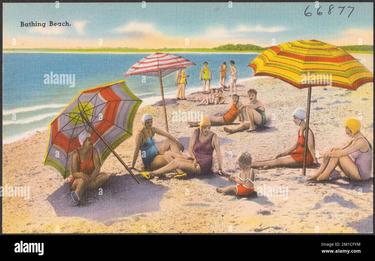 Bathing beach , Beaches, Tichnor Brothers Collection, postcards of the ...