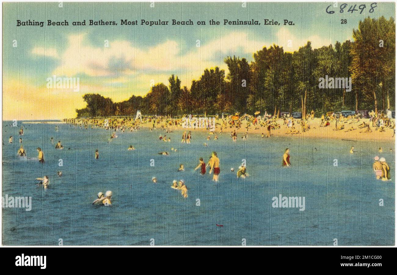 Bathing Beach and bathers, most popular beach on the Peninsula, Erie ...