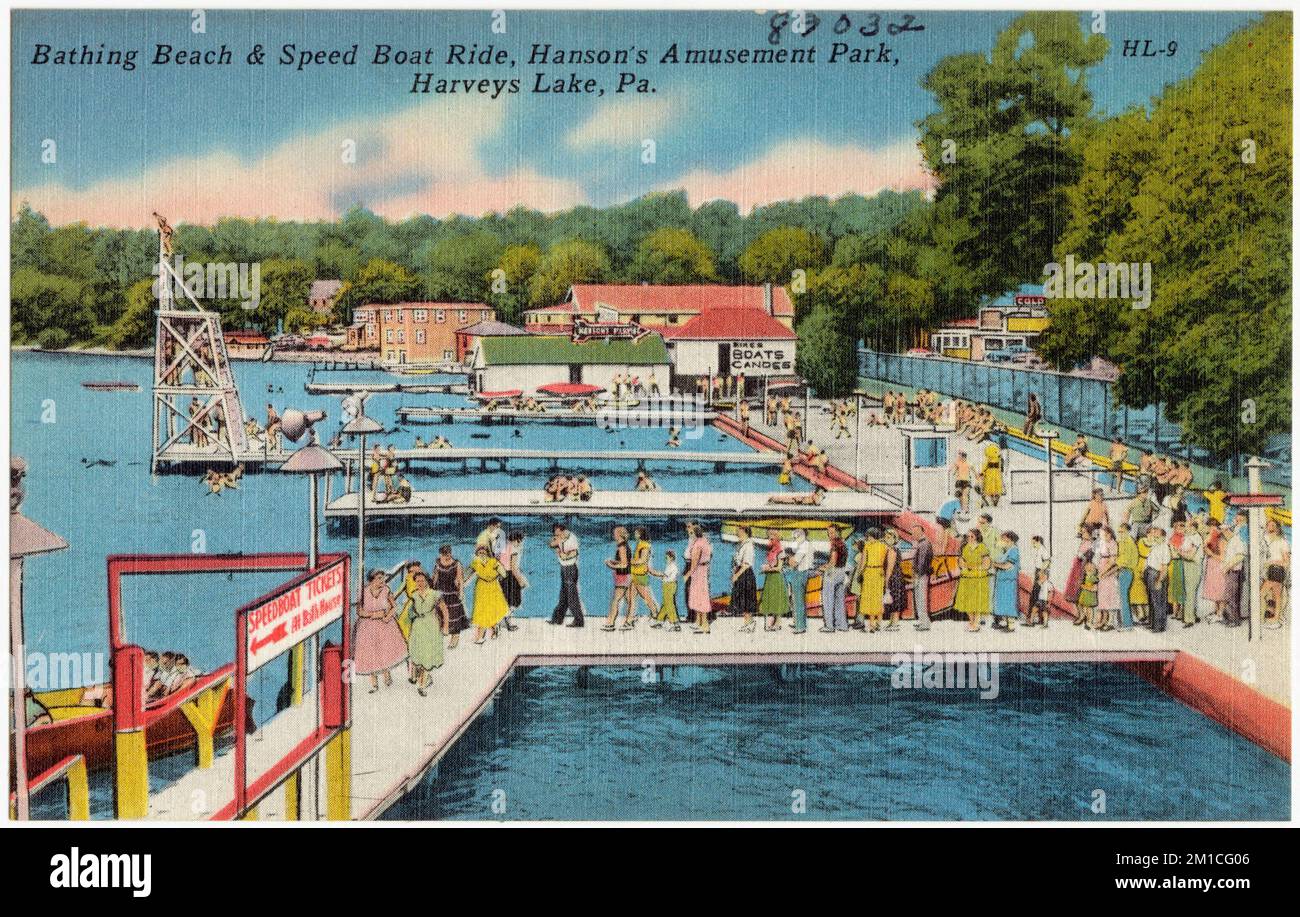 Bathing Beach & Speed Boat Ride, Hanson's Amusement Park, Harvey's Lake ...
