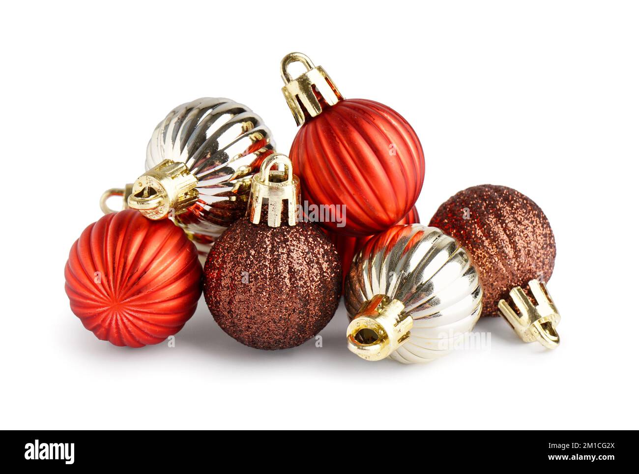 Heap of different Christmas balls on white background Stock Photo - Alamy