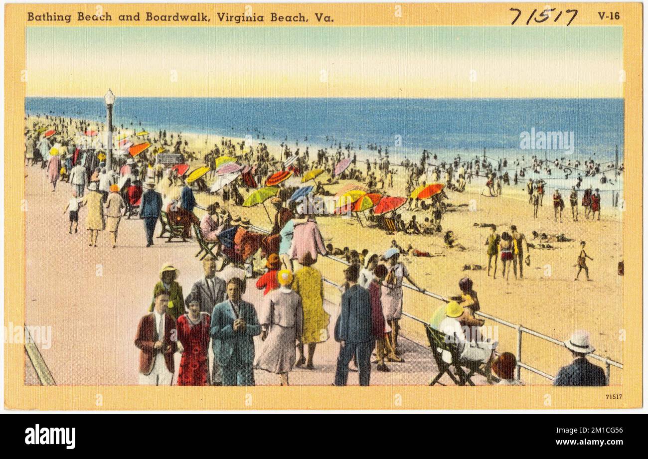 Bathing beach and boardwalk, Virginia Beach, VA. , Beaches, Boardwalks ...
