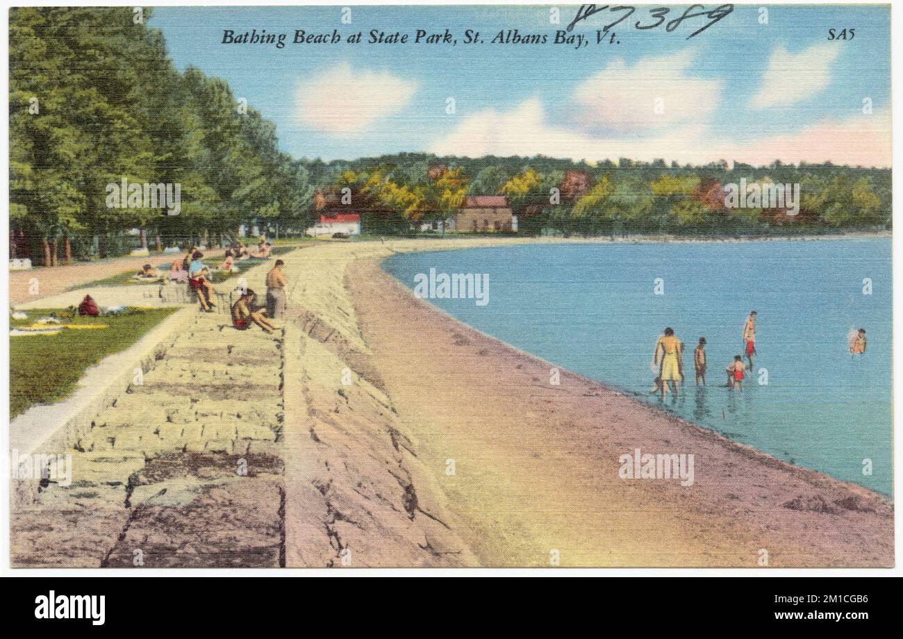 Bathing Beach at State Park, St. Albans Bay, Vt. , Beaches, Parks ...