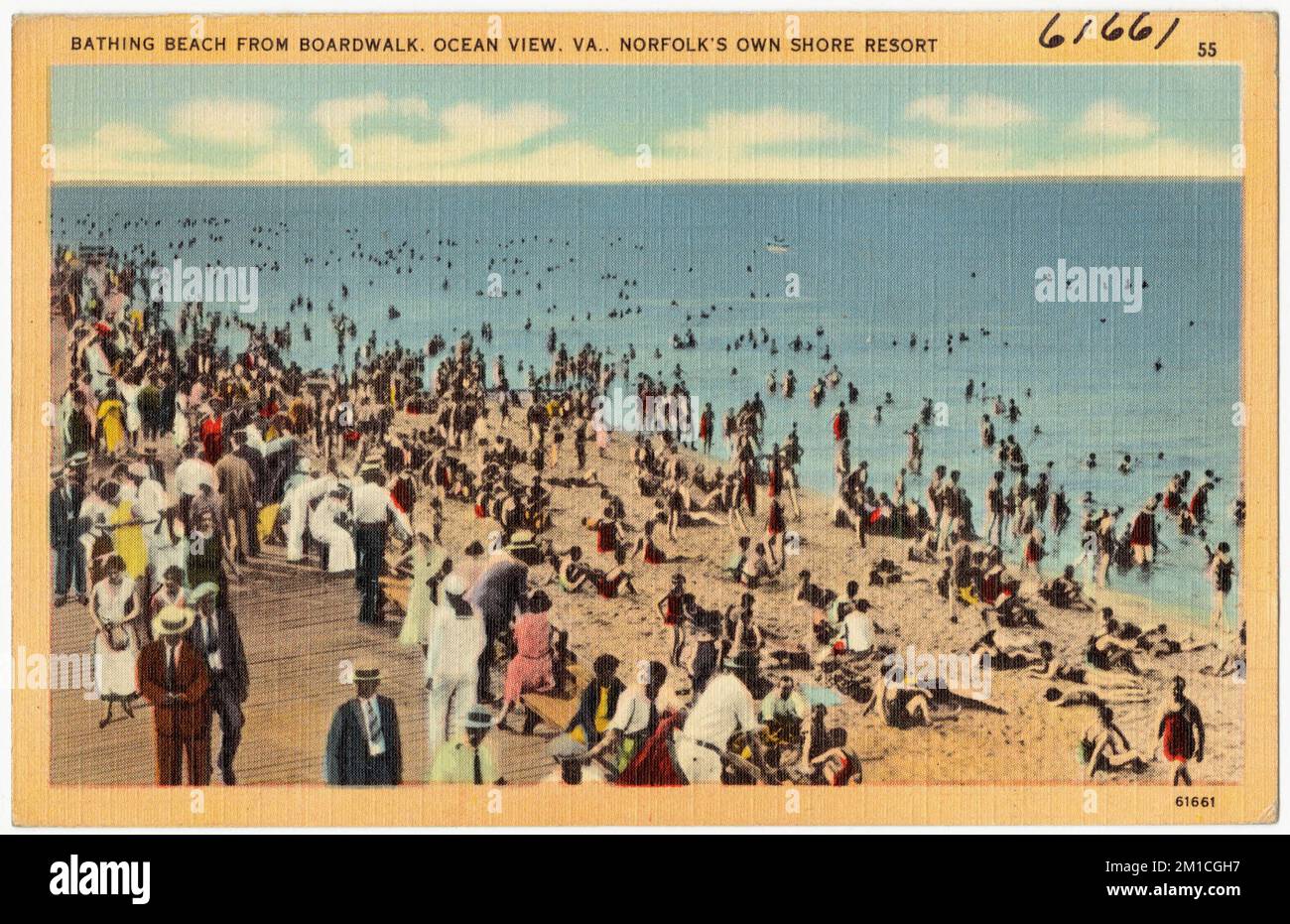 Bathing beach from boardwalk, Ocean View, VA., Norfolk's own shore ...
