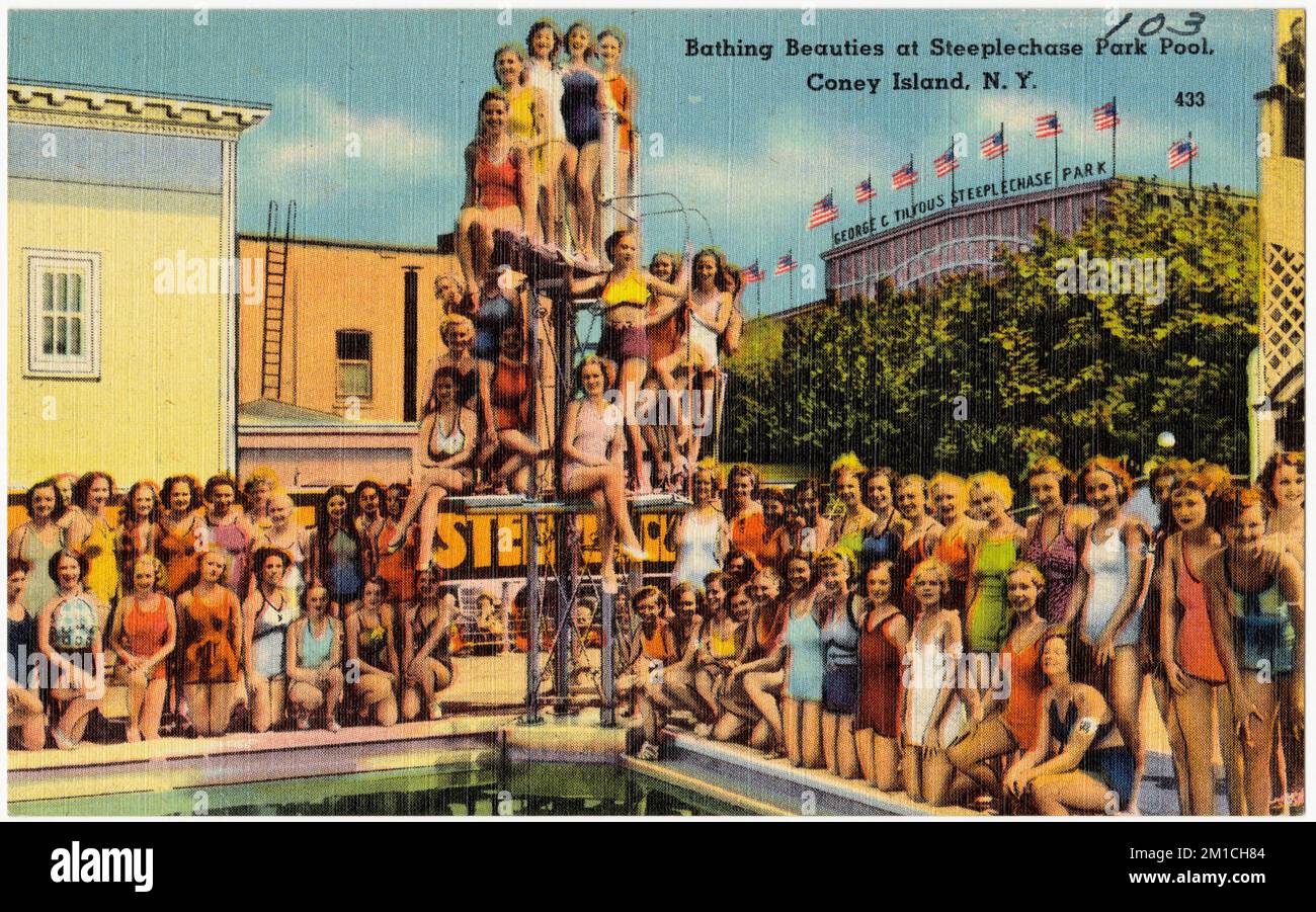 Bathing beauties at Steeplechase Park pool, Coney Island, N. Y ...
