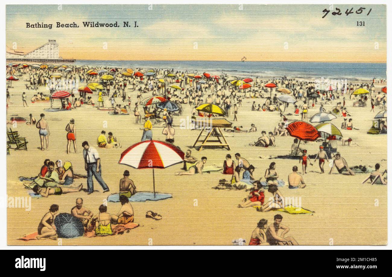 Bathing beach, Wildwood, N. J. , Beaches, Tichnor Brothers Collection ...