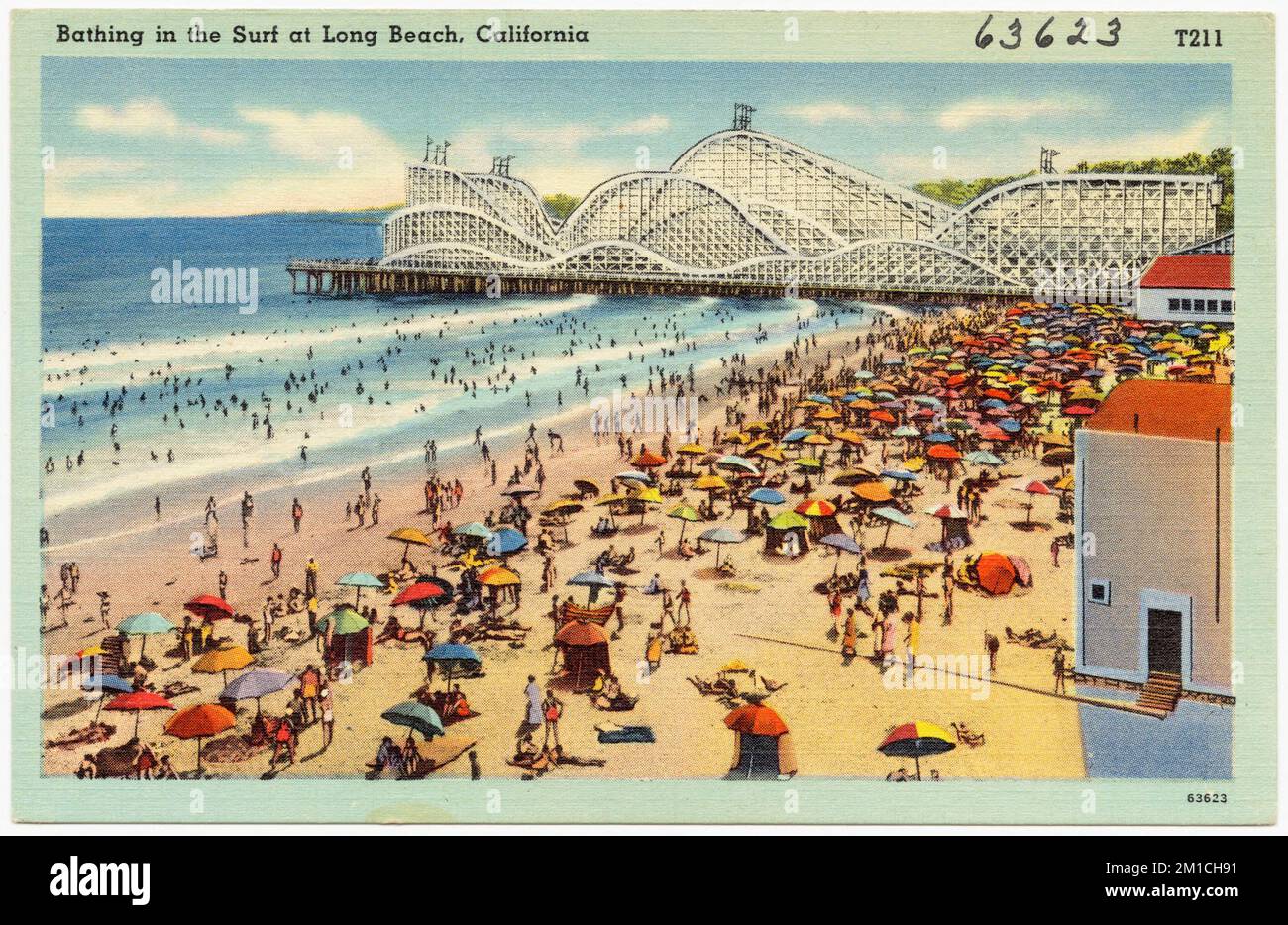 Bathing in the surf at Long Beach, California , Beaches, Tichnor ...