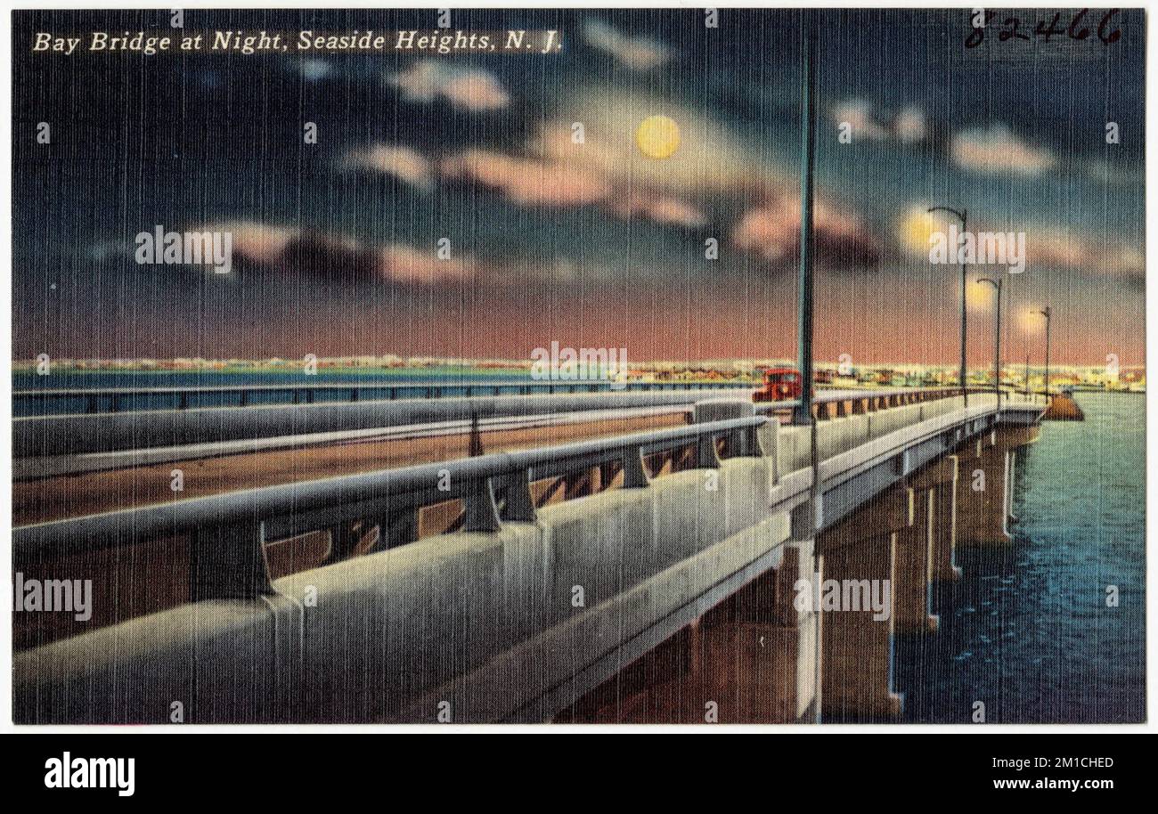 Bay Bridge at night, Seaside Heights, N. J. , Bridges, Seas, Tichnor ...