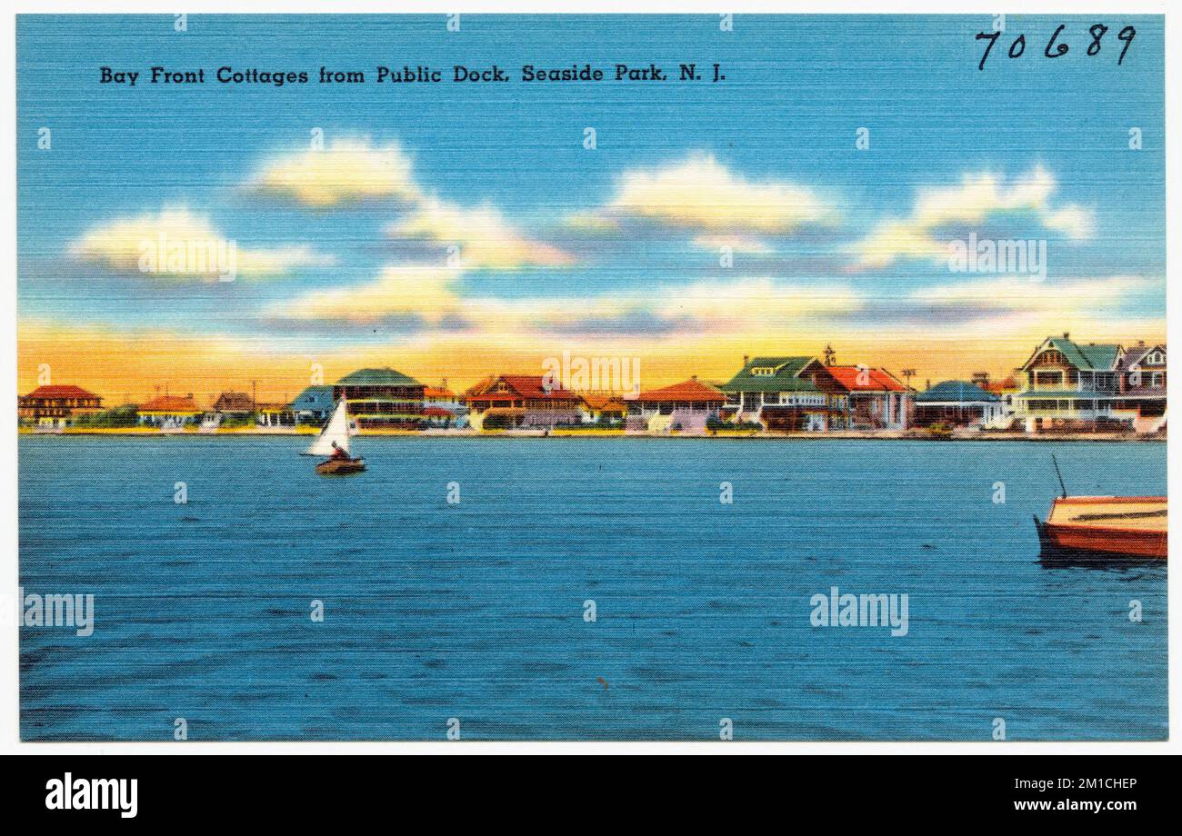Bay front cottages from public dock, Seaside Park, N. J. , Cabins ...
