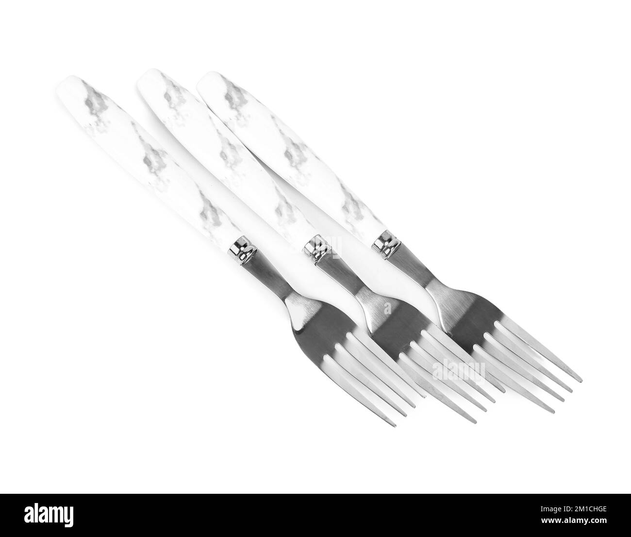 Stylish forks on white background Stock Photo - Alamy