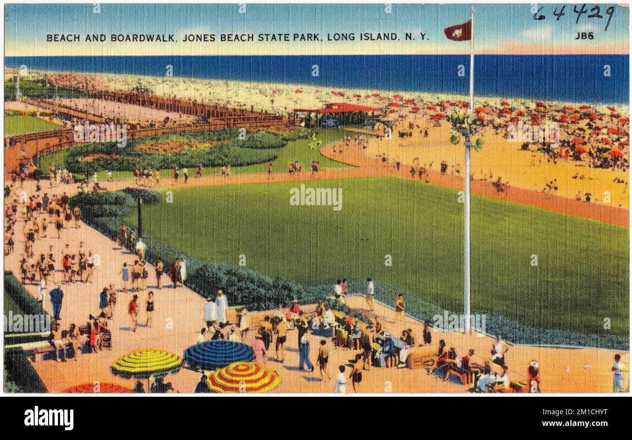 Beach and boardwalk, Jones Beach State Park, Long Island, N. Y ...
