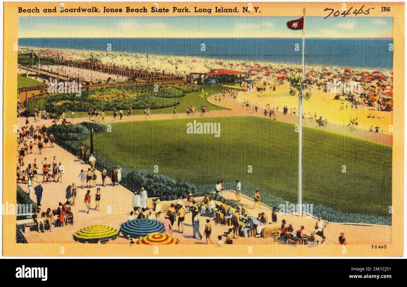 Beach and boardwalk, Jones Beach State Park, Long Island, N. Y ...