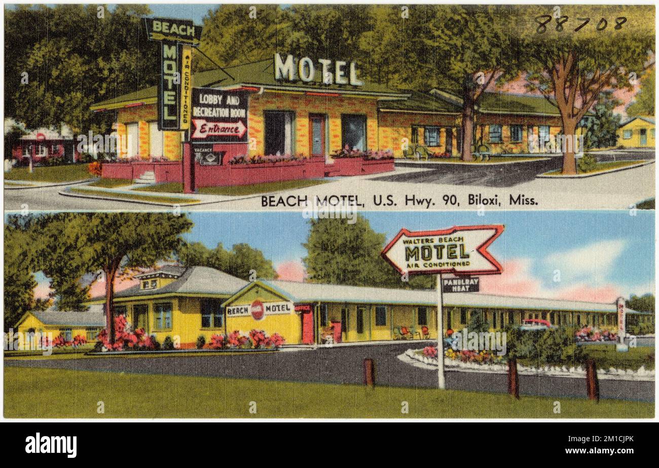 Beach Motel, U.S. Hwy. 90, Biloxi, Miss. , Motels, Tichnor Brothers ...