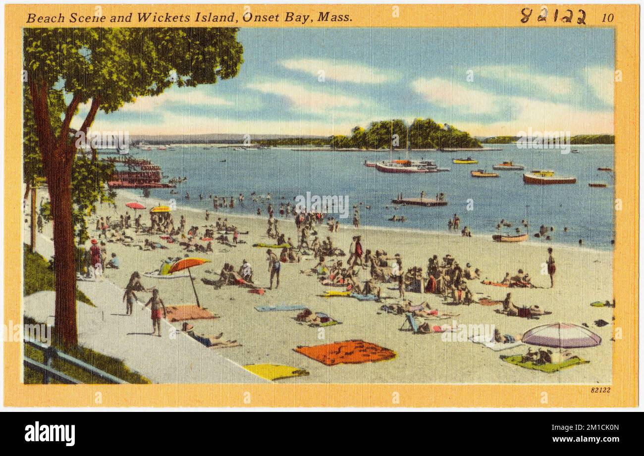Beach scene and Wickets Island, Onset Bay, Mass. , Beaches, Islands ...
