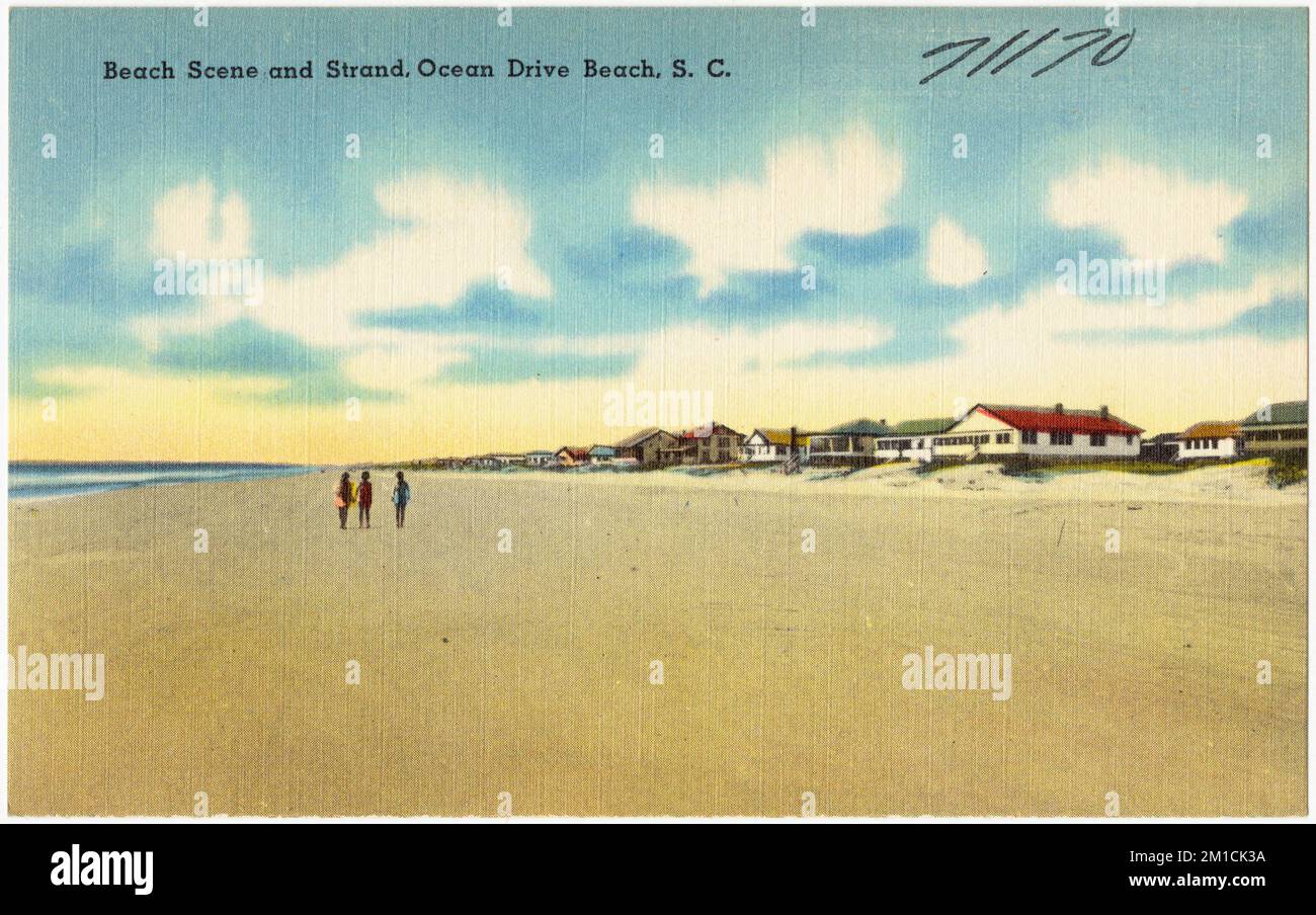 Beach scene and strand, Ocean Drive Beach, S. C. , Beaches, Tichnor ...