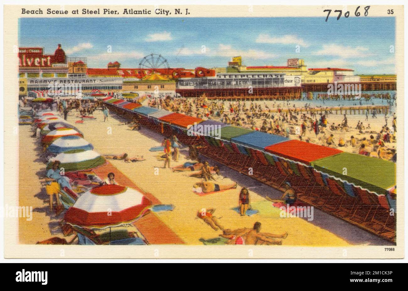 Beach scene at Steel Pier, Atlantic City, N.J. , Beaches, Tichnor ...