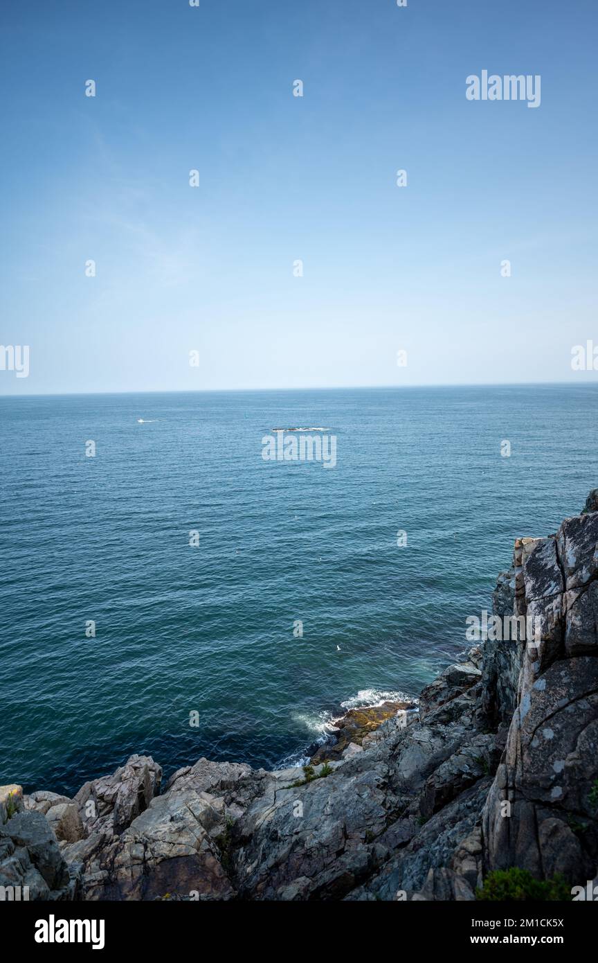 View into the Atlantic Ocean near Otter Cliff Overlook in Acadia ...