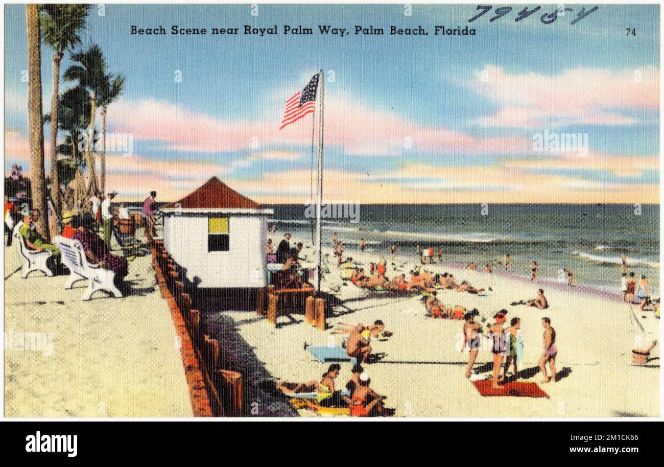Beach Scene Near Royal Palm Way Palm Beach Florida Beaches Tichnor 7116