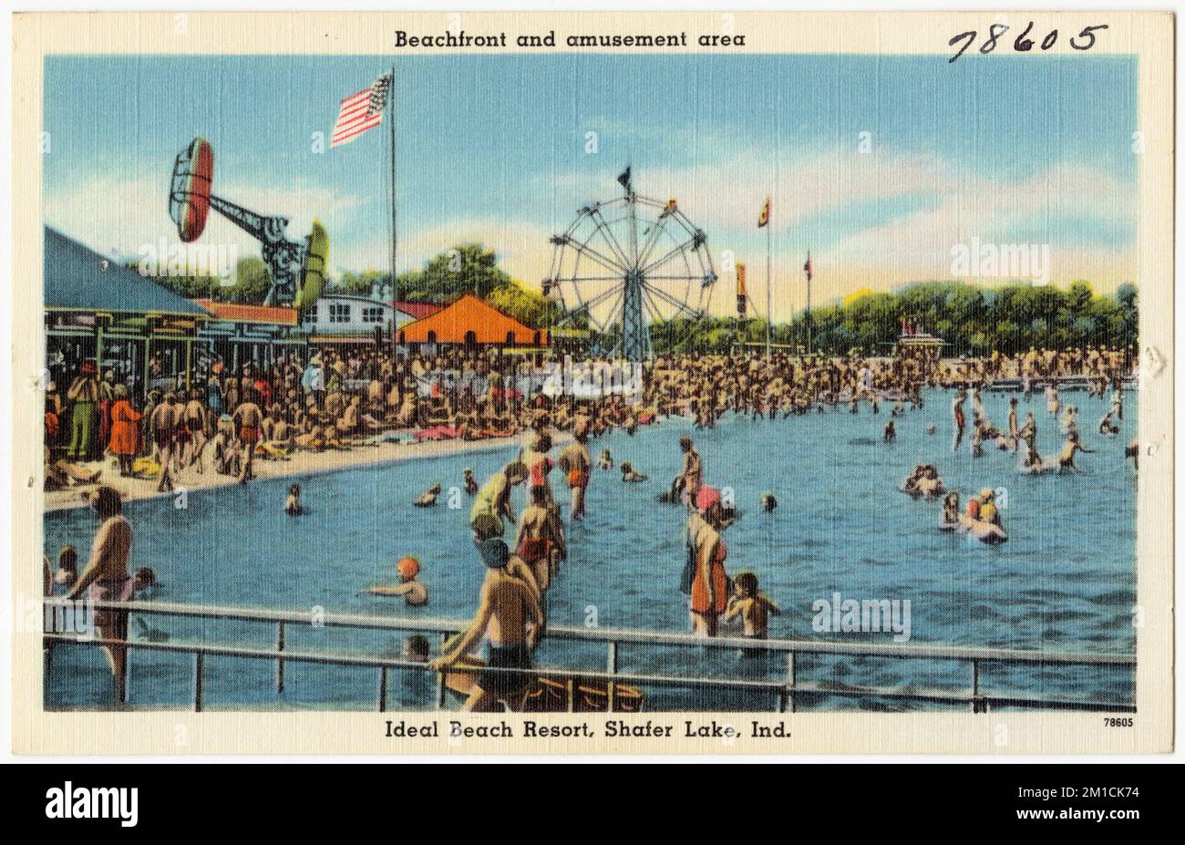 Beachfront and amusement area, Ideal Beach Resort, Shafer Lake, Ind ...