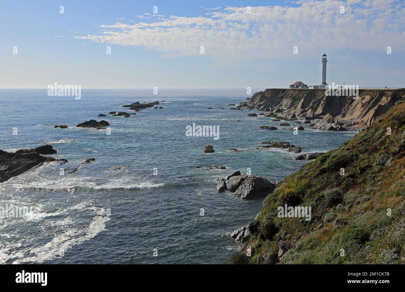 Landscape with Point Arena lighthouse - California Stock Photo - Alamy