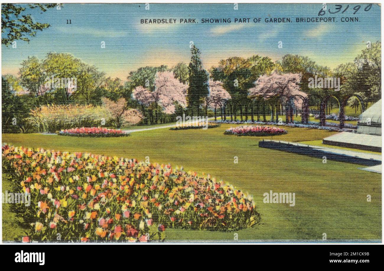 Beardsley Park, showing part of garden, Bridgeport, Conn. , Parks, Tichnor Brothers Collection ...