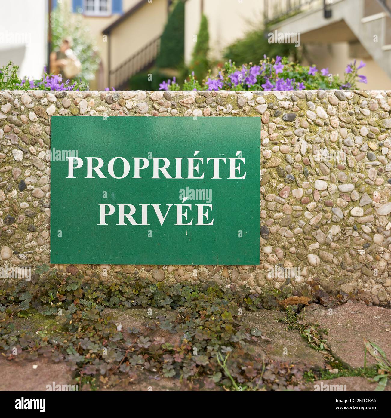 Sign at a parking lot in France with the French inscription propriete ...