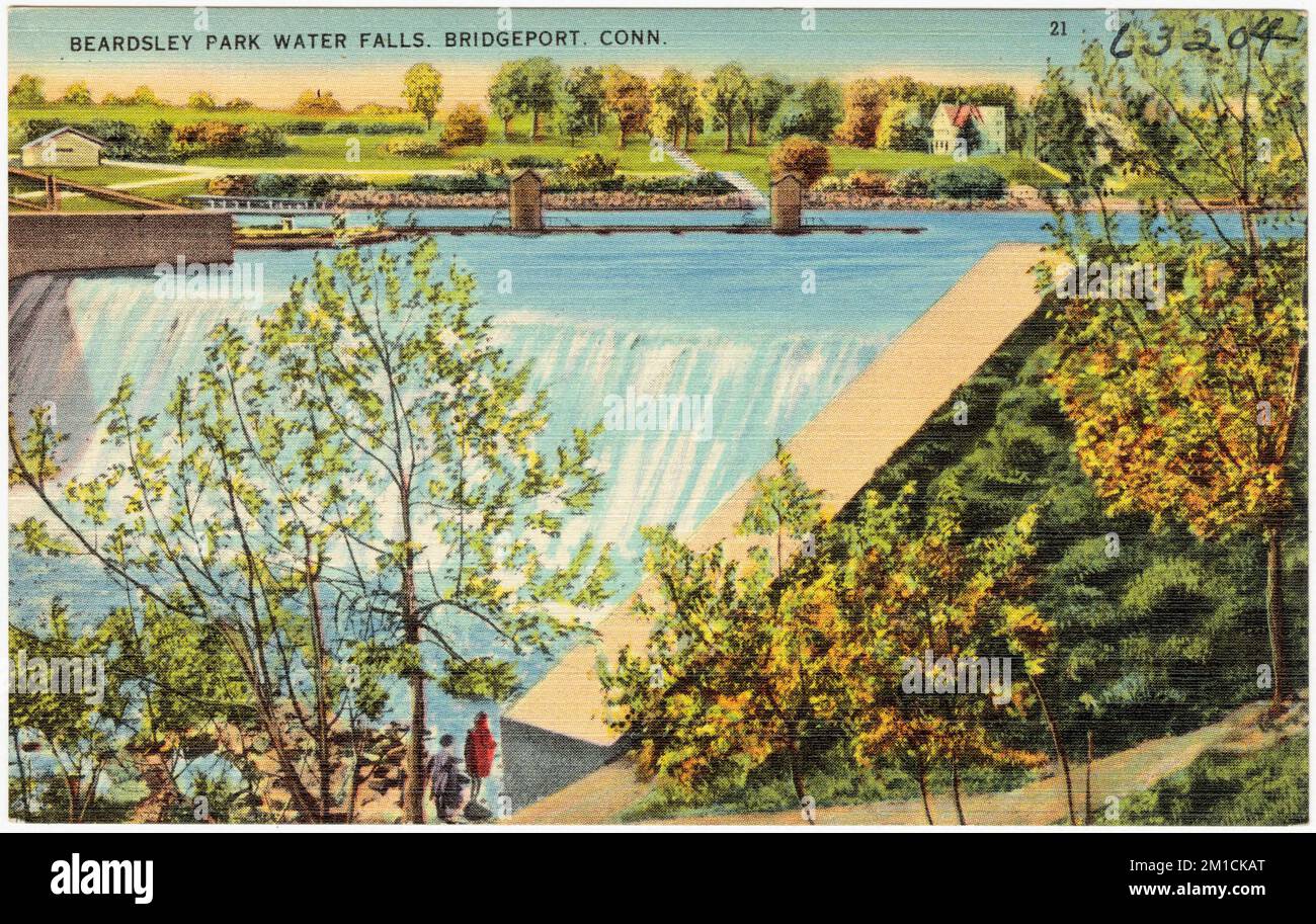 Beardsley Park Water Falls, Bridgeport, Conn. , Parks, Waterfalls, Tichnor Brothers Collection ...