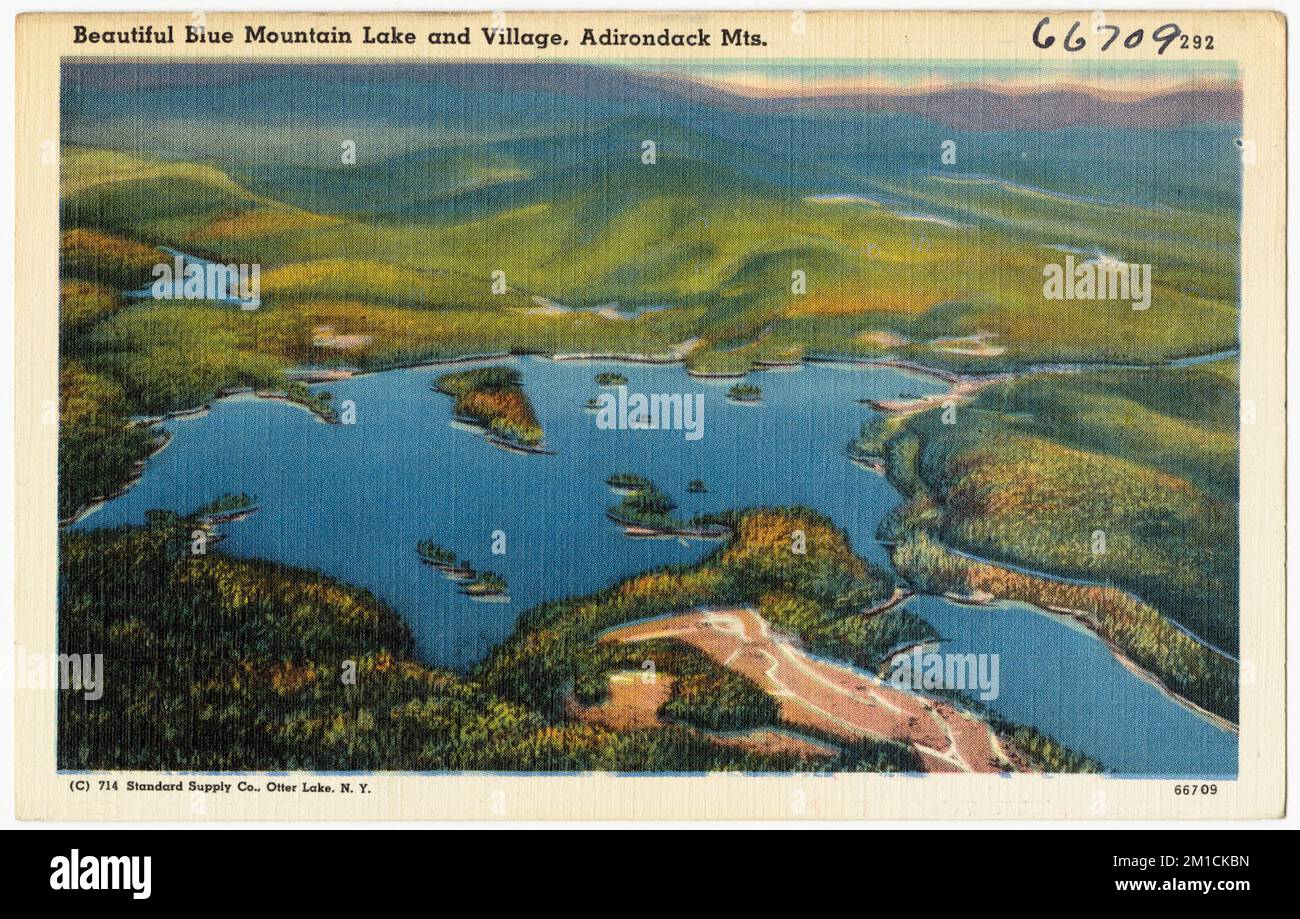 Beautiful Blue Mountain Lake and village, Adirondack Mts. , Lakes & ponds, Mountains, Tichnor ...