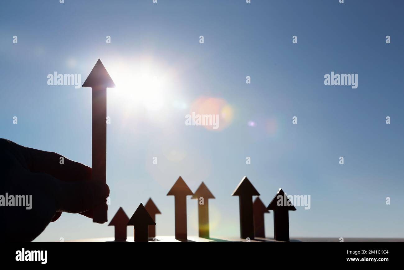 Arrow rising high and bright rising sun new year sunrise and stock ...