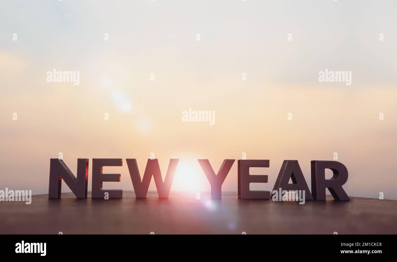 Bright rising sun and sunrise and shining hopeful new year start and ...