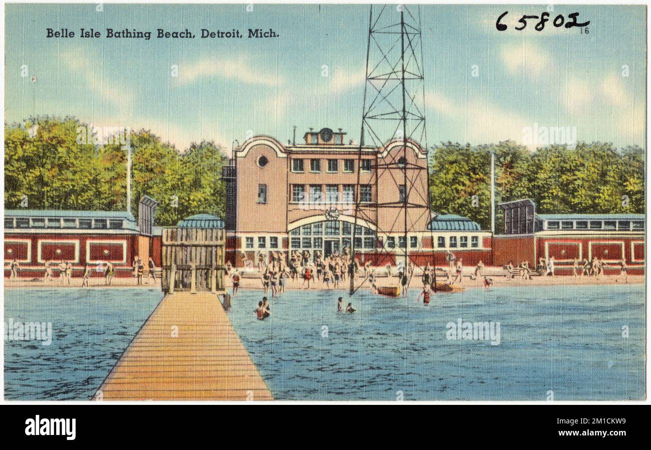 Belle Island Bathing Beach, Detroit, Mich. , Beaches, Piers & wharves ...