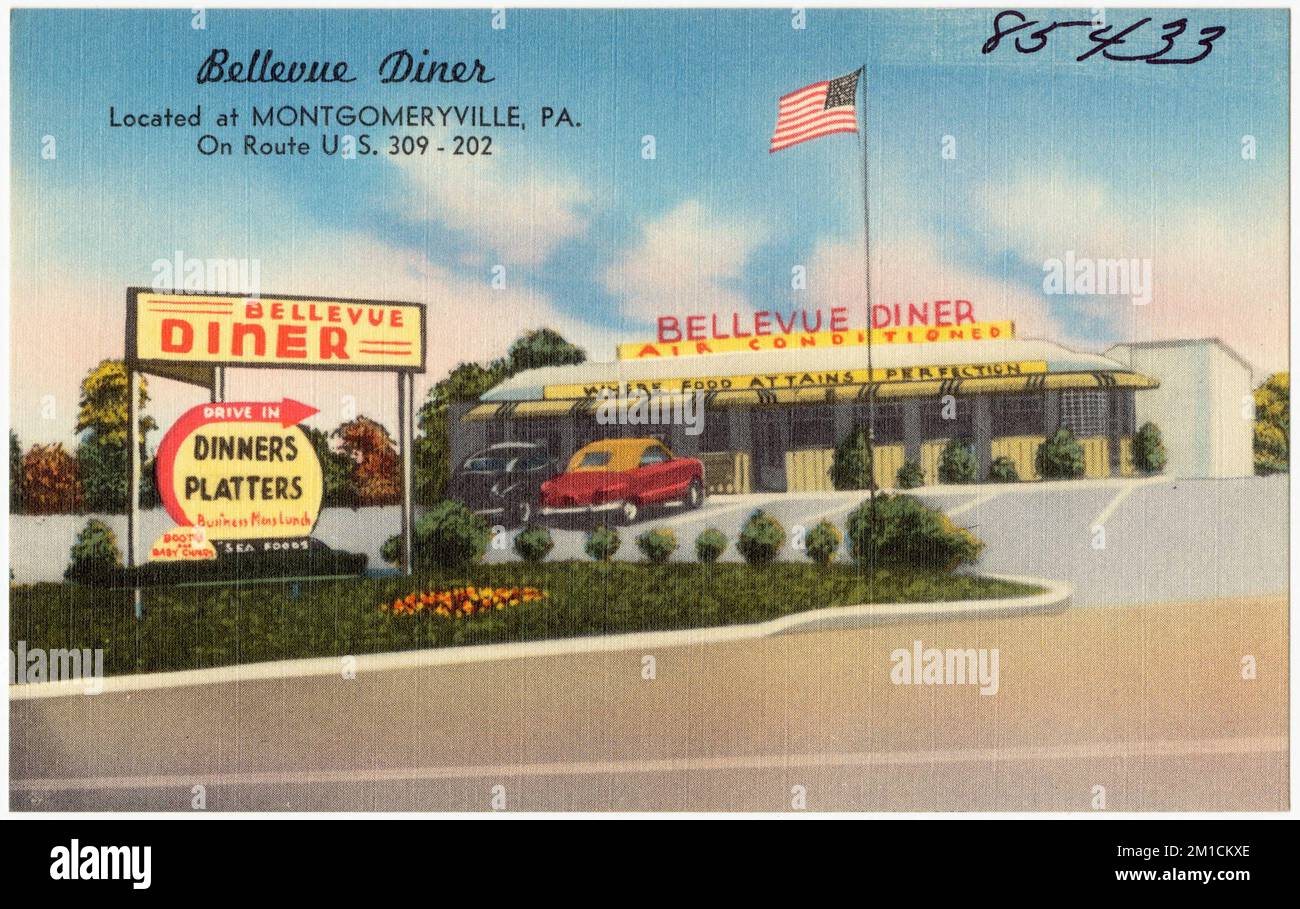 Bellevue Diner, located at Montgomeryville, PA., on Route U.S. 310 ...