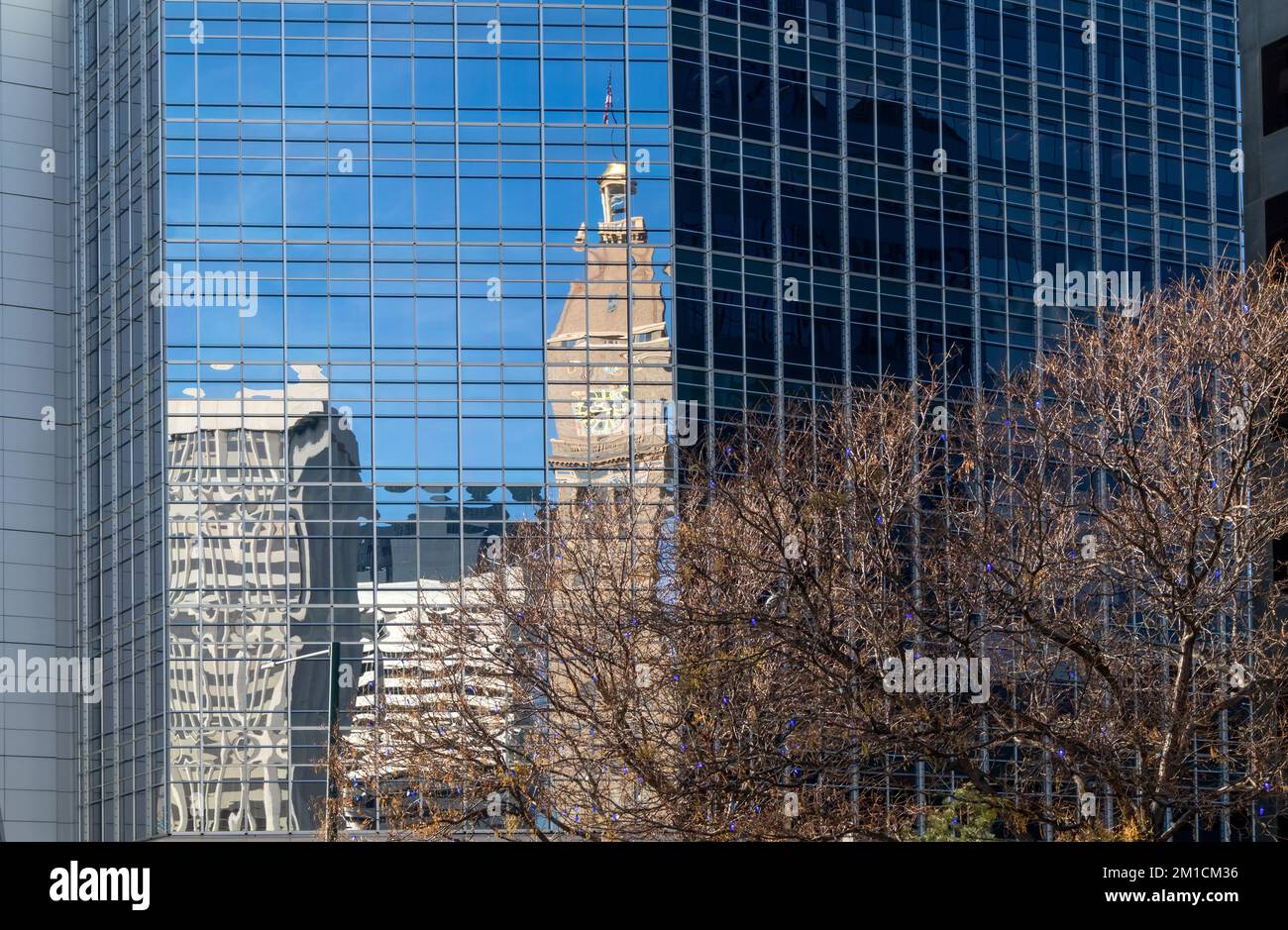 Modern high-rise buildings and reflections in Downtown Denver, Colorado ...