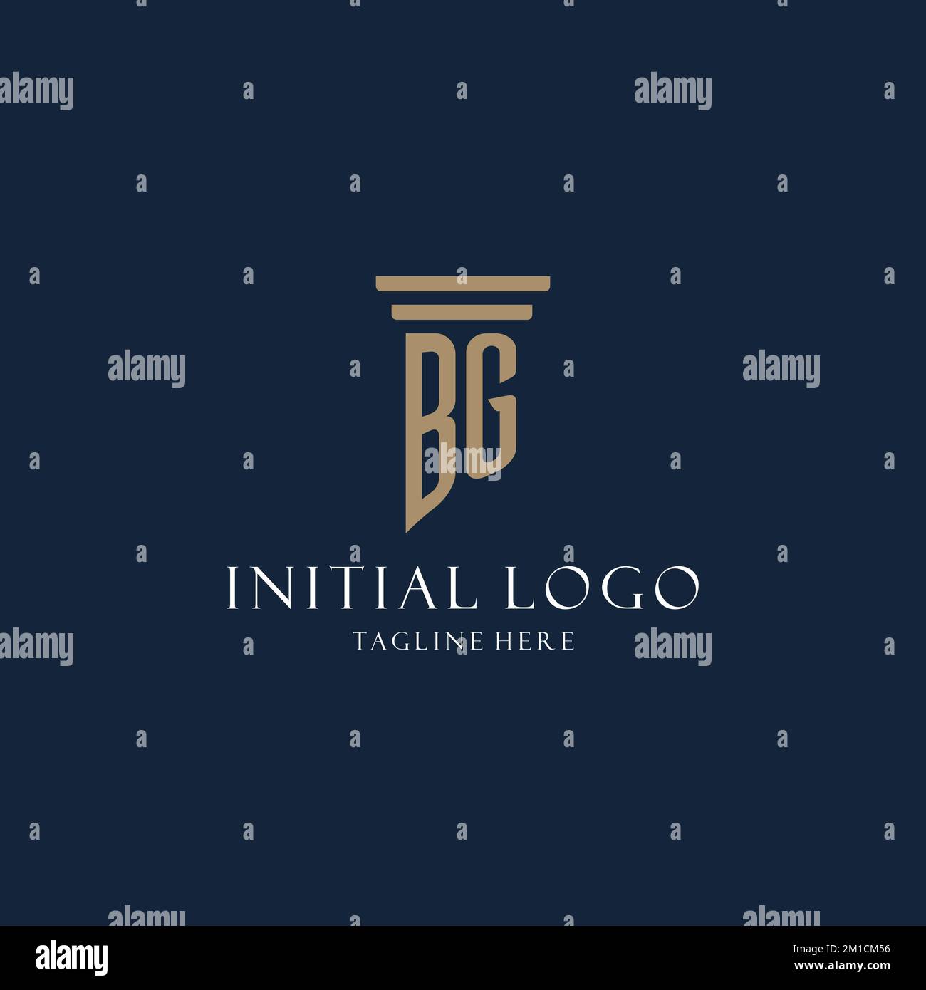 BG initial monogram logo for law office, lawyer, advocate with pillar ...