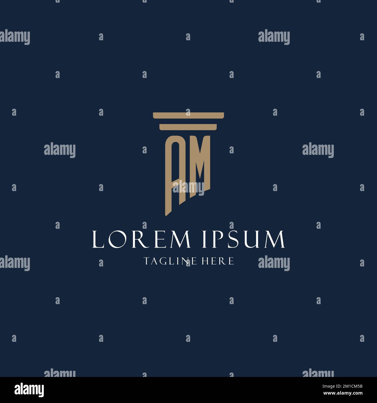 AM initial monogram logo for law office, lawyer, advocate with pillar ...