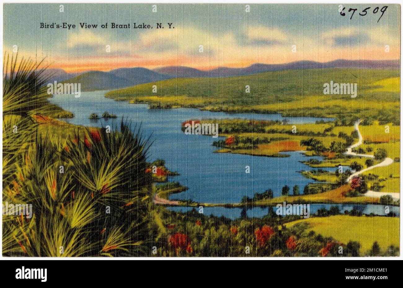 Bird's-eye view of Brant Lake, N. Y. , Lakes & ponds, Tichnor Brothers ...