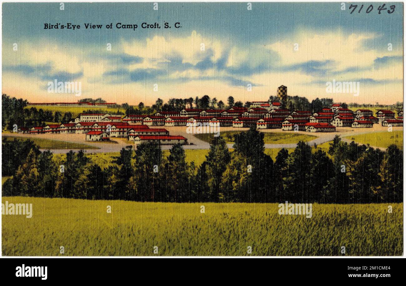 Bird's-eye view of Camp Croft, S. C. , Military facilities, Tichnor ...
