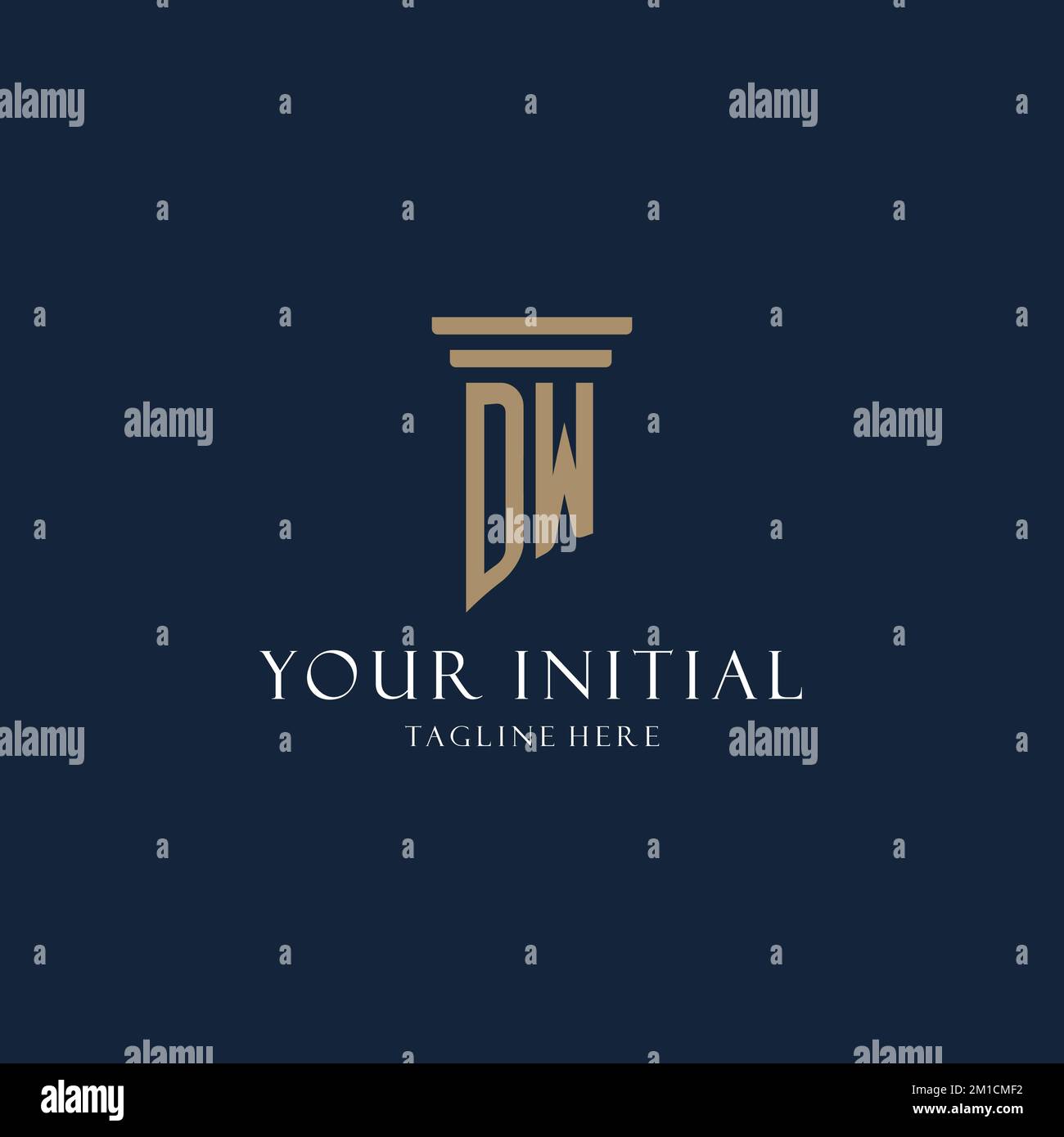 DW initial monogram logo for law office, lawyer, advocate with pillar ...