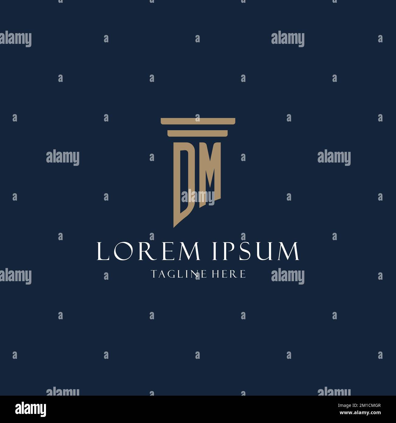 DM initial monogram logo for law office, lawyer, advocate with pillar ...
