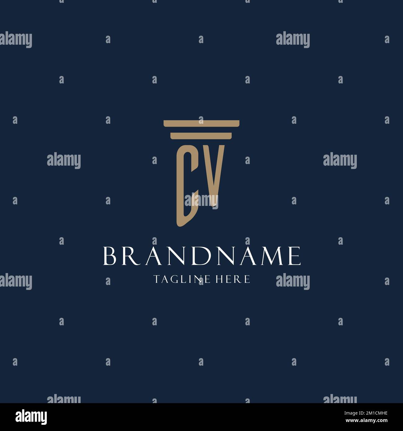 CV initial monogram logo for law office, lawyer, advocate with pillar style design ideas Stock ...