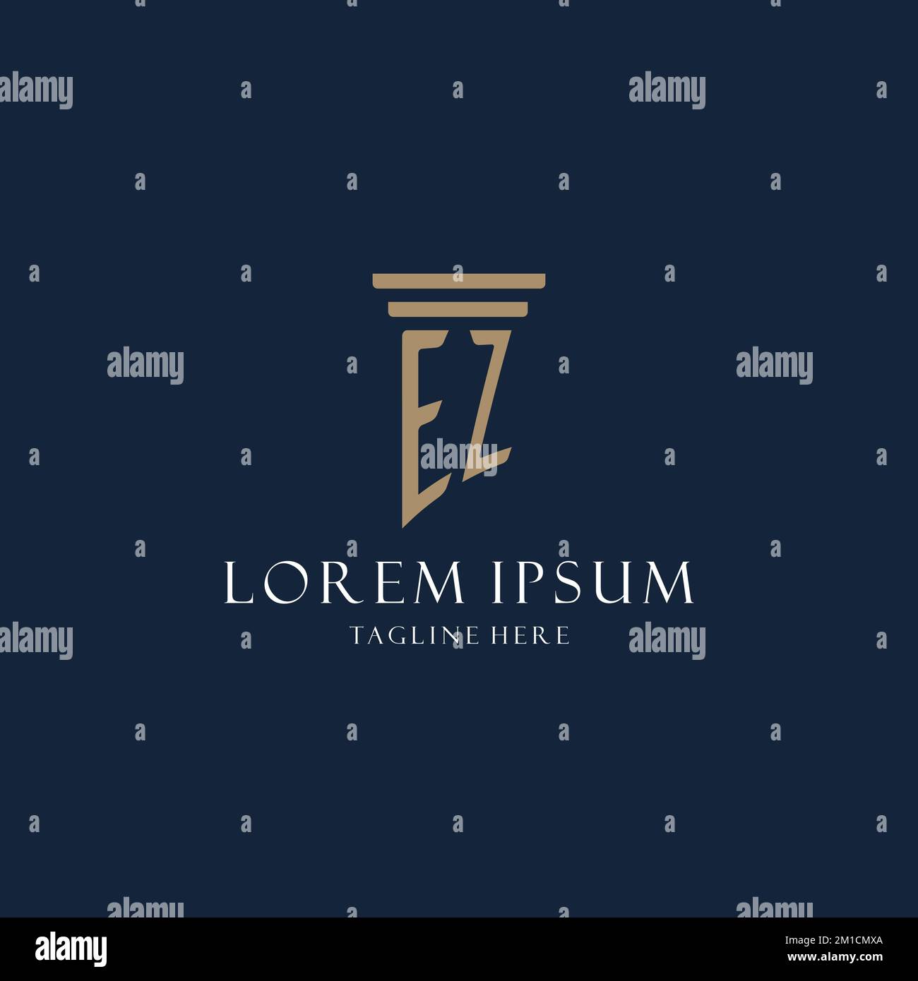 EZ initial monogram logo for law office, lawyer, advocate with pillar ...