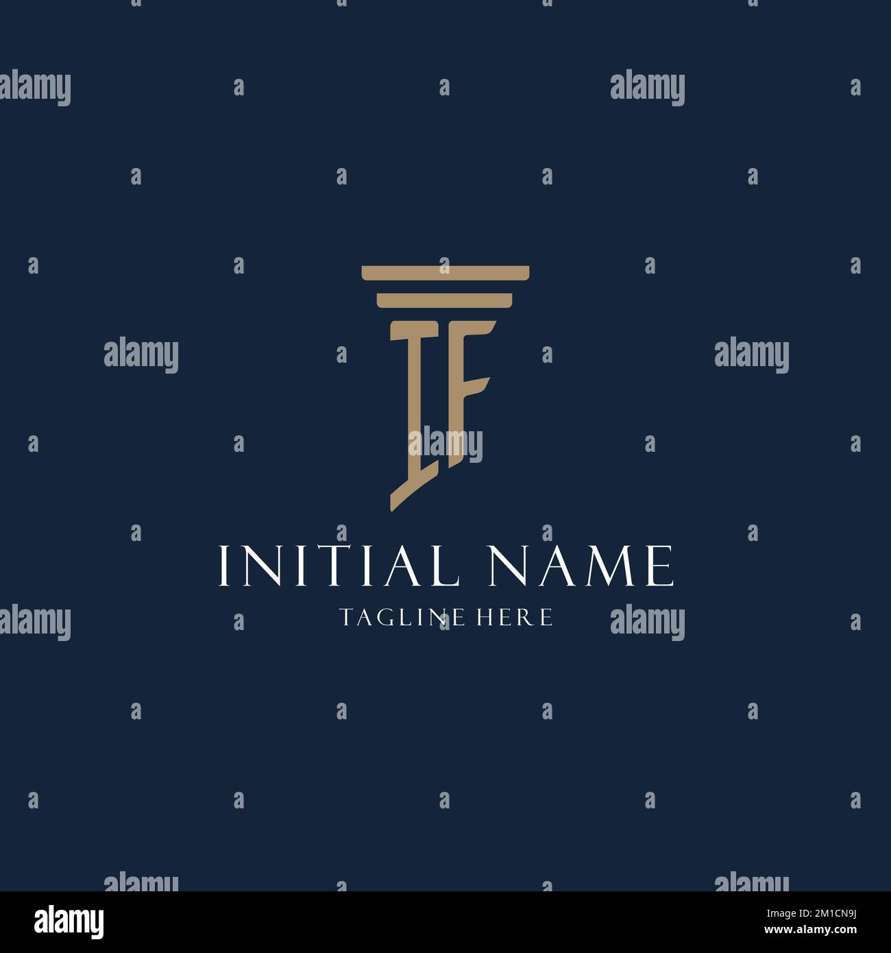 IF initial monogram logo for law office, lawyer, advocate with pillar ...