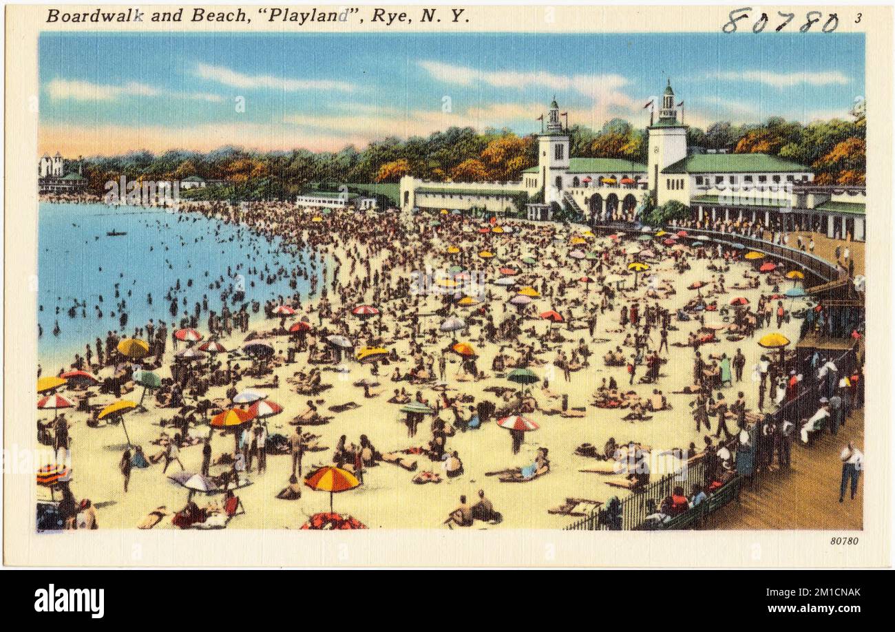 Boardwalk and beach, 'Playland', Rye, N. Y. , Beaches, Boardwalks ...