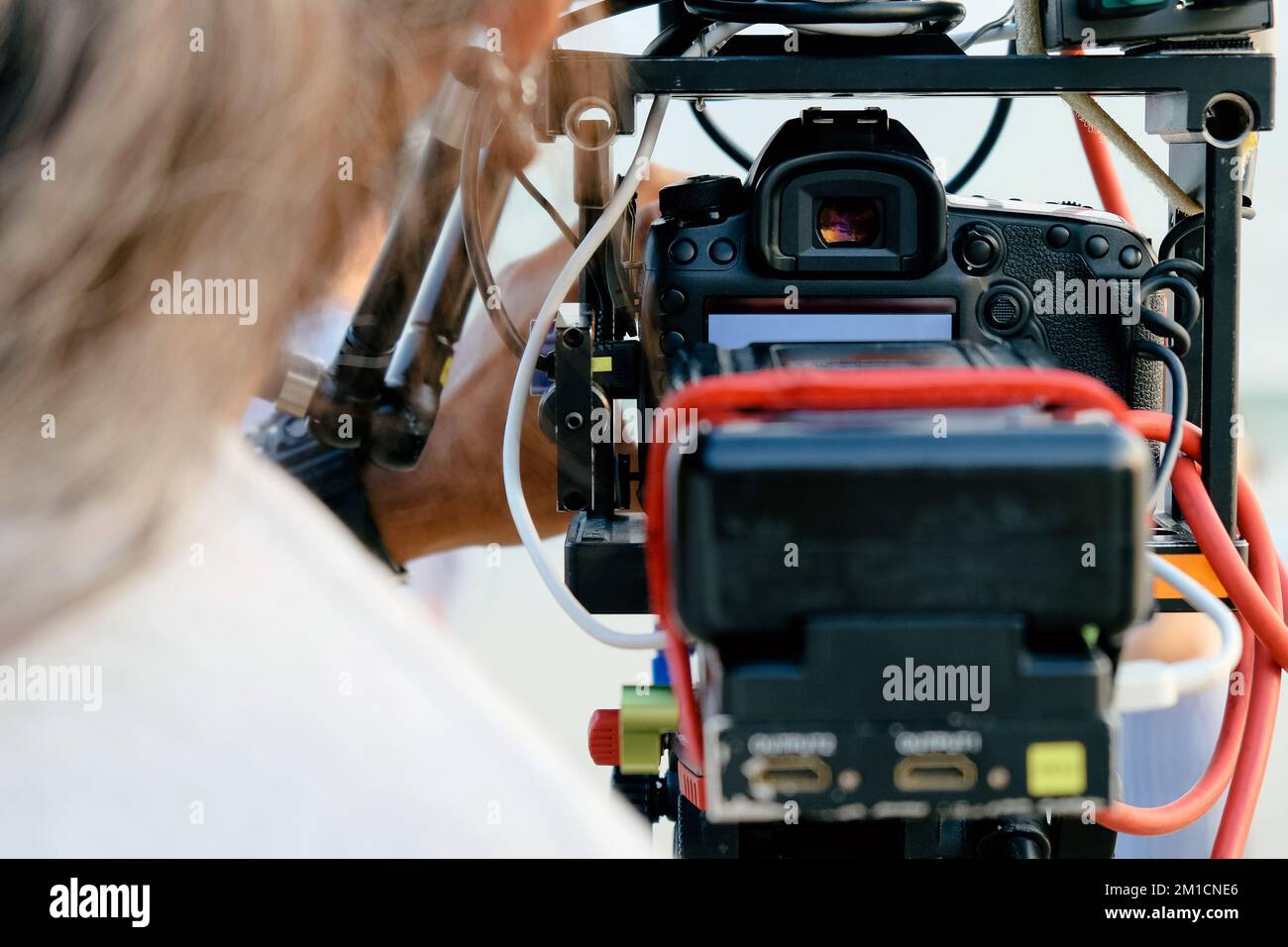 film crew production, behind the scenes background Stock Photo - Alamy
