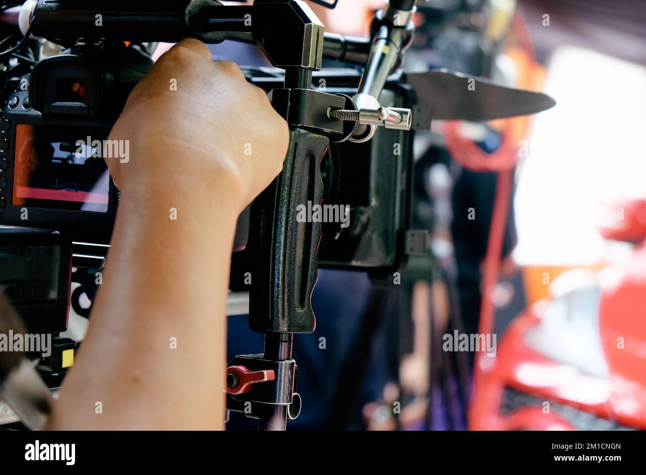 film crew production, behind the scenes background Stock Photo - Alamy