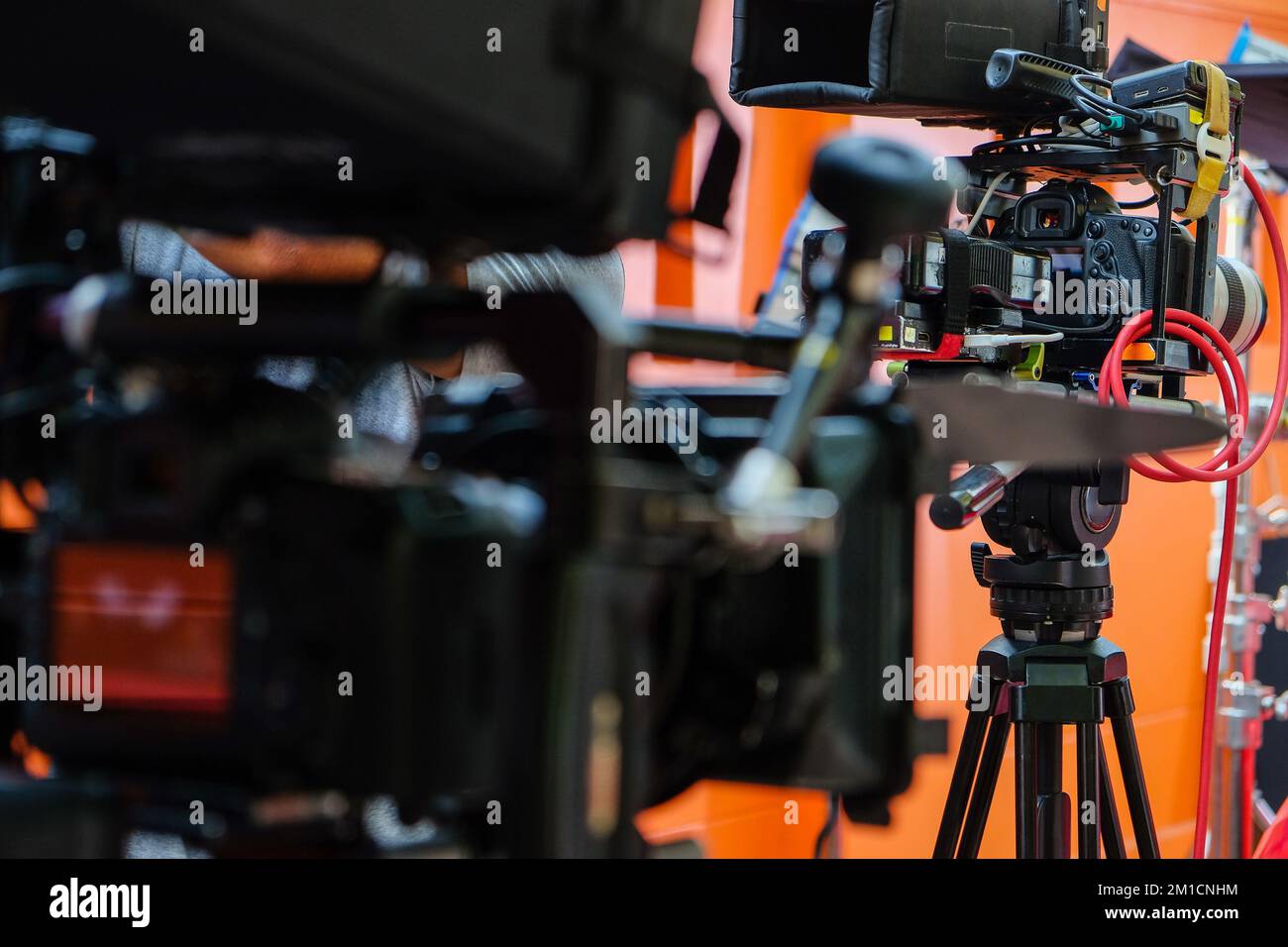 film crew production, behind the scenes background Stock Photo - Alamy